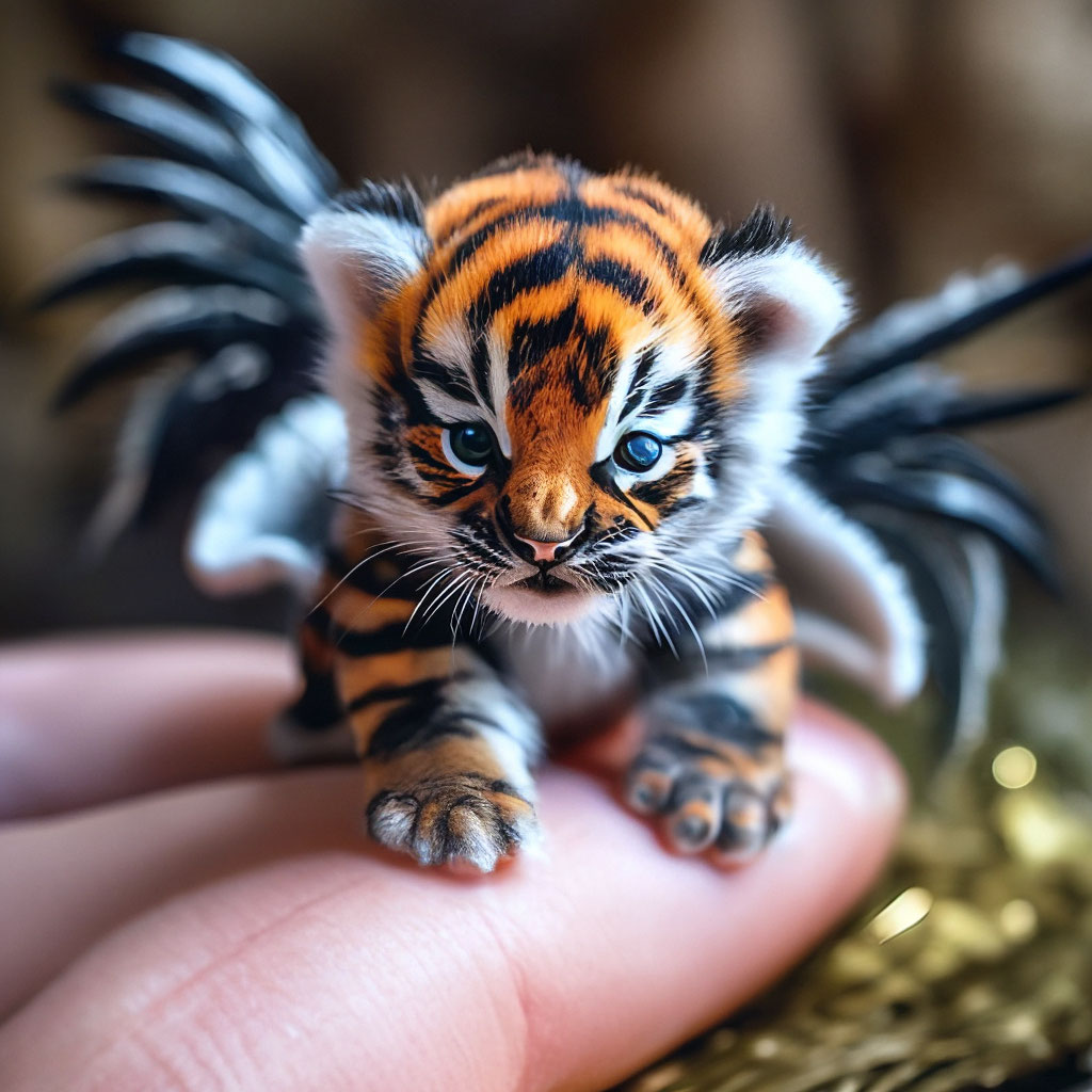 "A tiny dratigre Very realistic tiny cute kind spectacular fantastic ...
