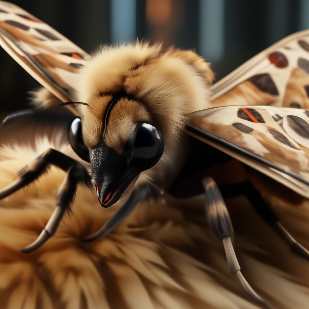 "Hyena moth devours fur coat, 4k, hyperrealism" — image created in ...