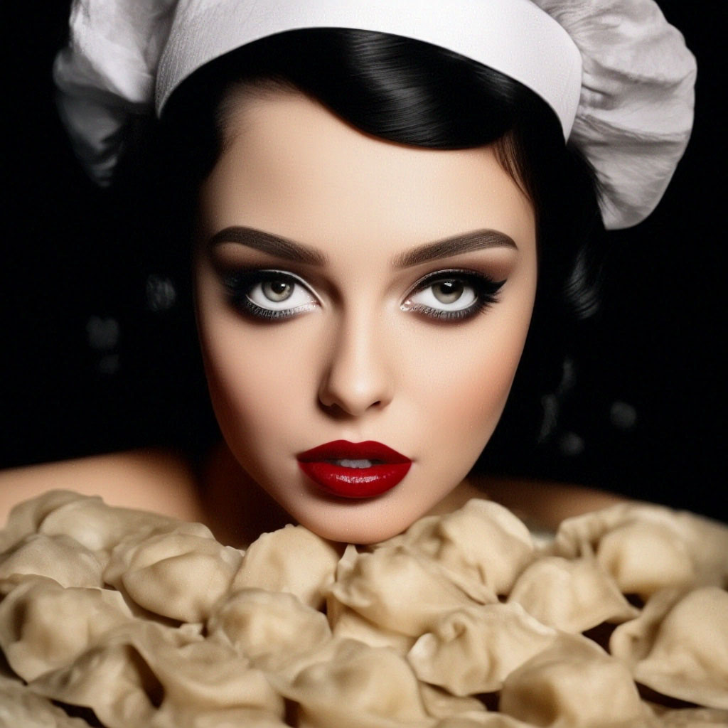 "Dumplings and in Ryazan, dumplings with eyes vintage retro collage ...