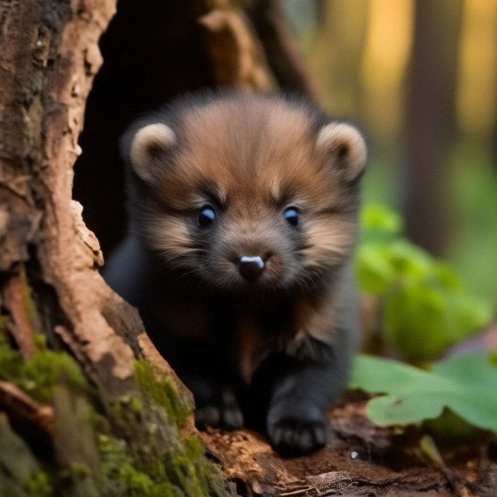 "Cute, fluffy,very, very tiny puppy of the Barguzin sable looks out of ...