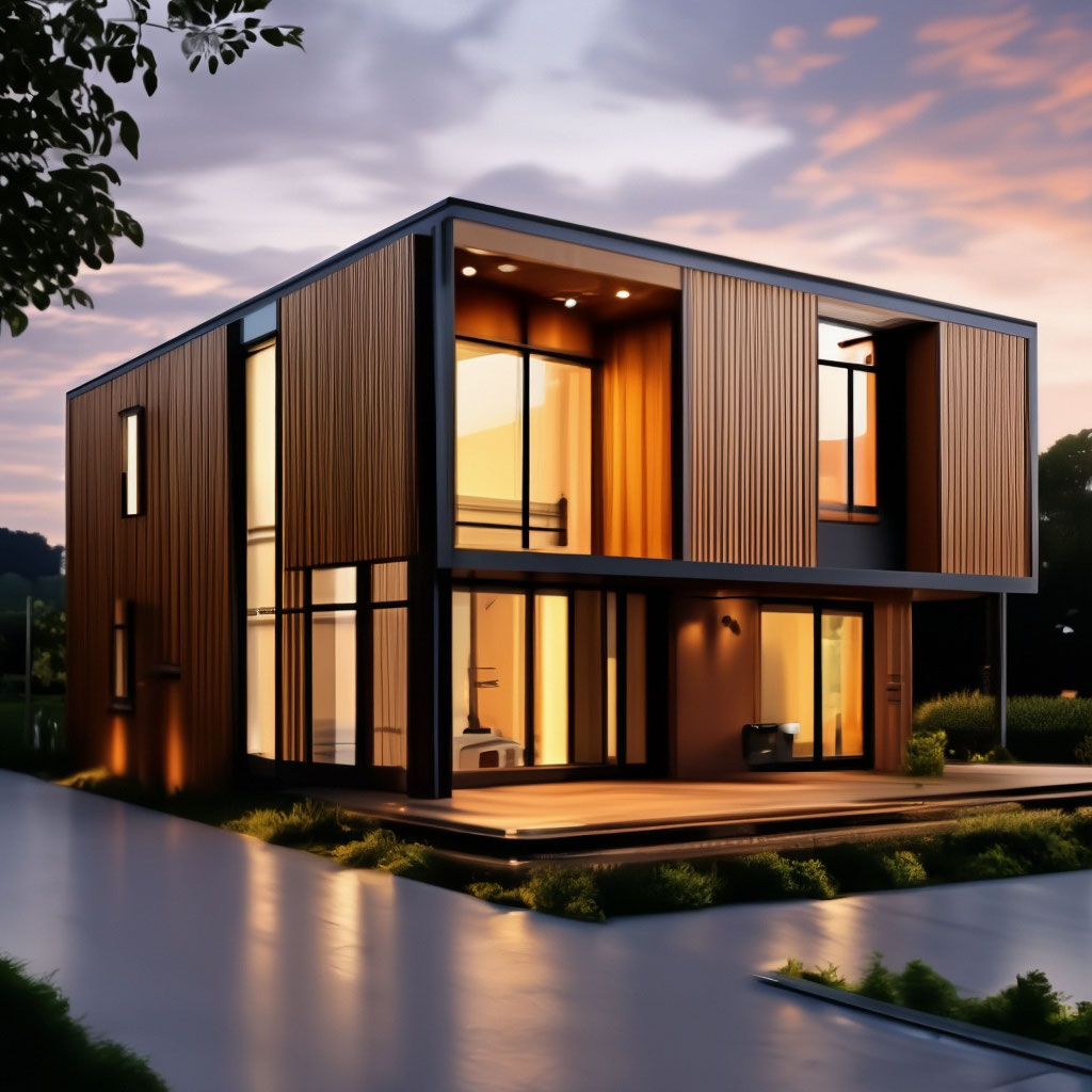 "Modern house, residential module, country, compact, modern, high ...