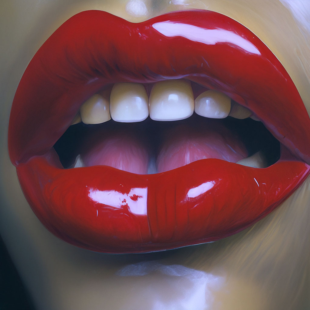 "Kiss pepe's very swollen lips, caricature, funny, red lipstick ...
