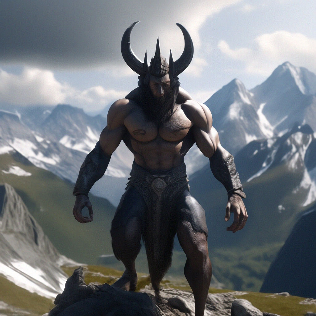 "Shaitan in the mountains,ultra realistic,high quality,high resolution ...