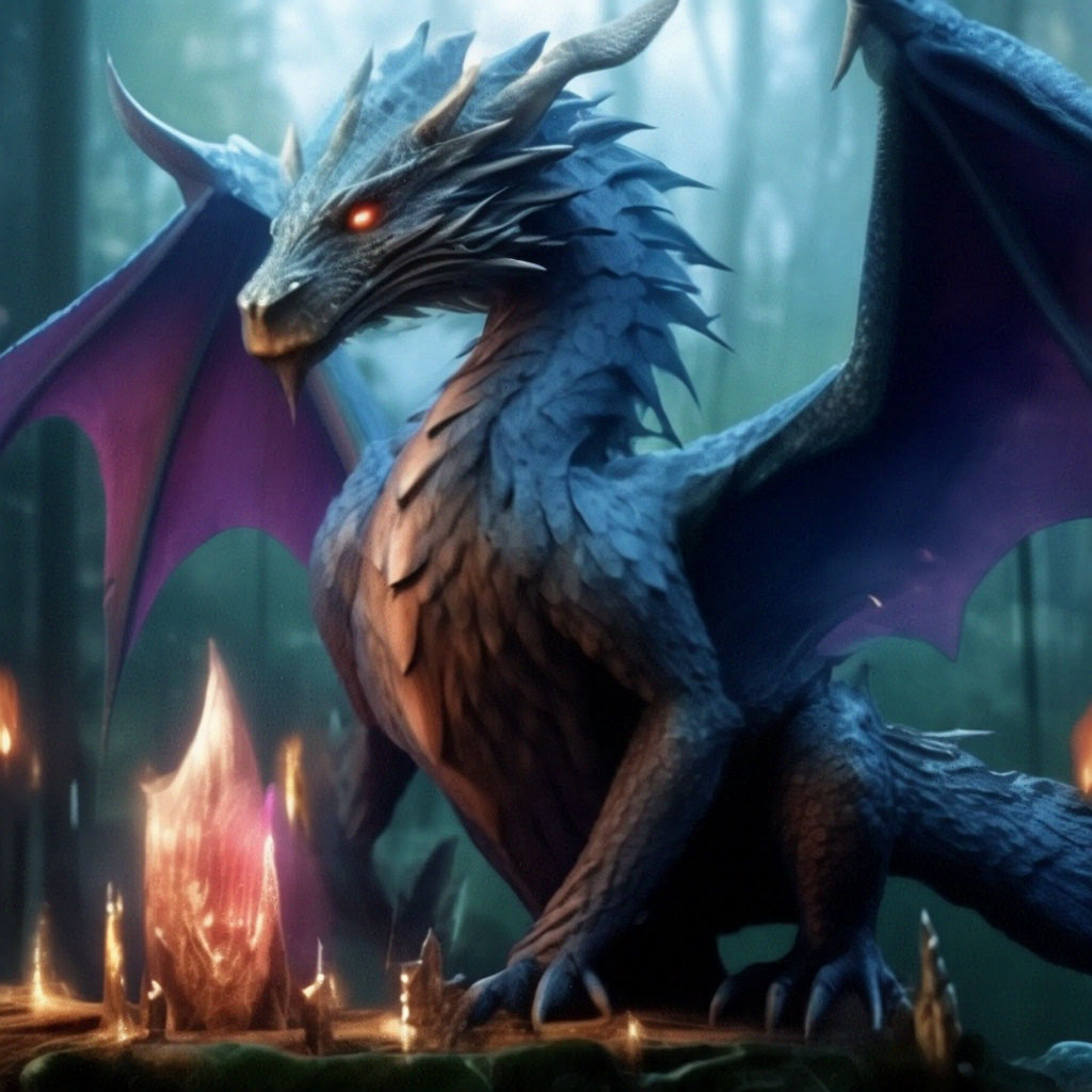 "A beautiful dragon guards the crystal heart, mist, beauty, fantasy ...