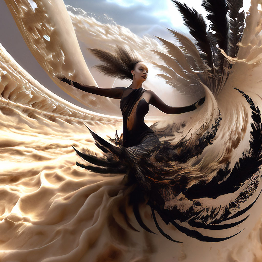 "Flight of the soul, neuro art, symbiosis fractal quantum sand and ...