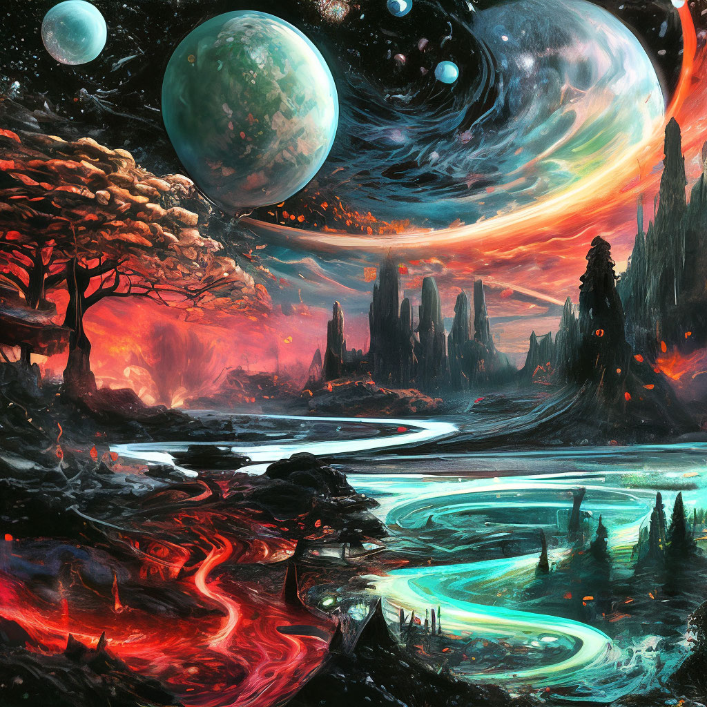 "Unexplored worlds, epic, fabulous, …" — image created in Shedevrum