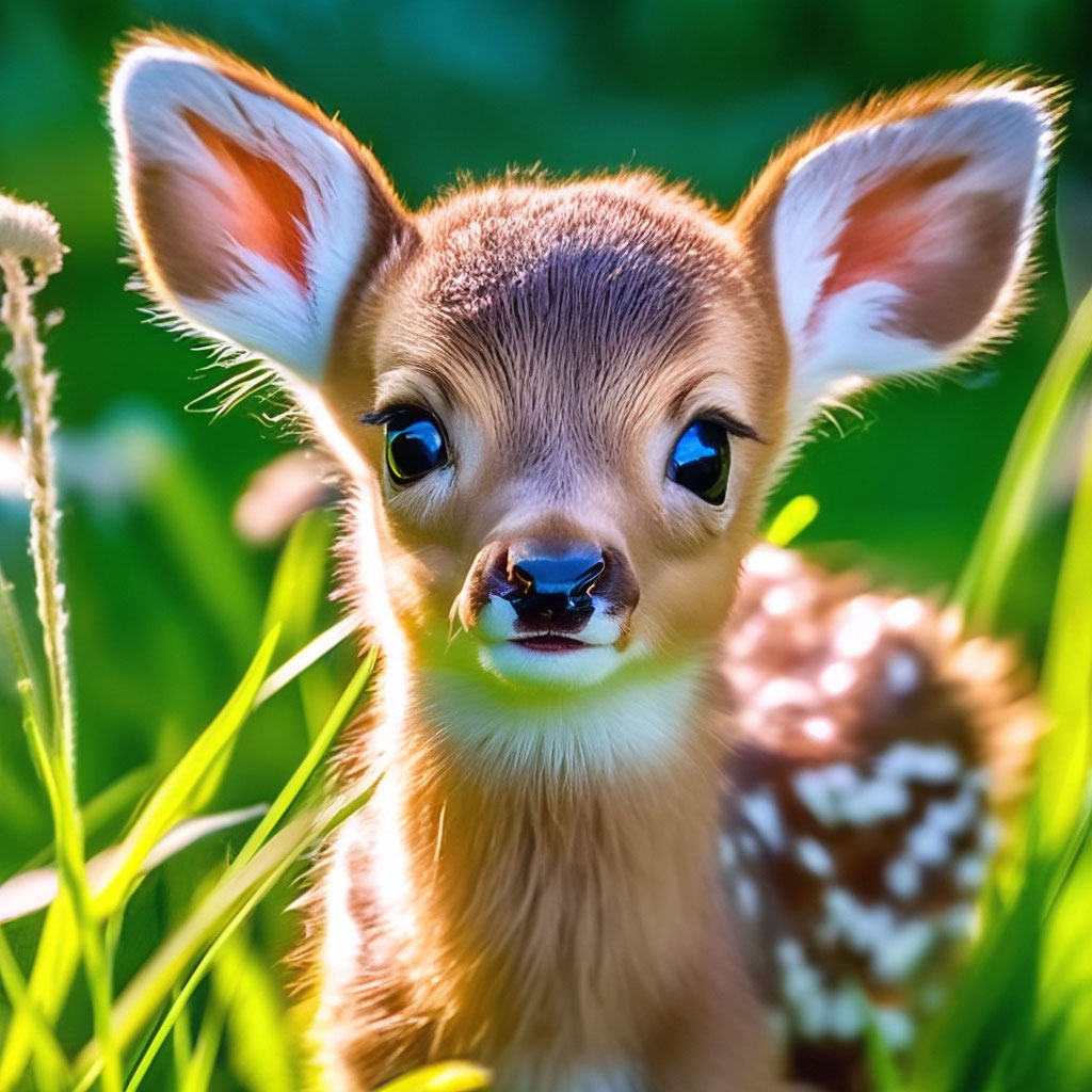 "Cute, fluffy, baby deer nyashka with huge eyes,looks,puffs out her ...
