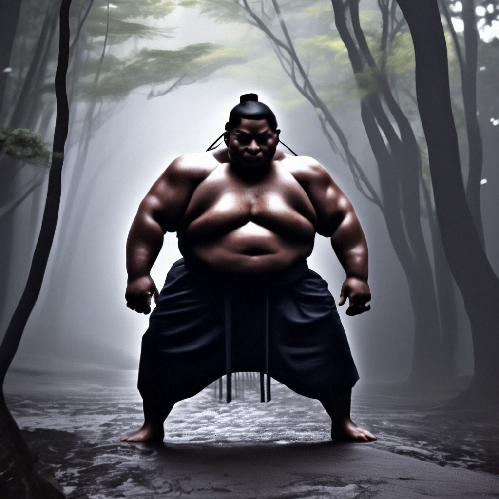 "Sumo wrestler, Japan" — image created in Shedevrum