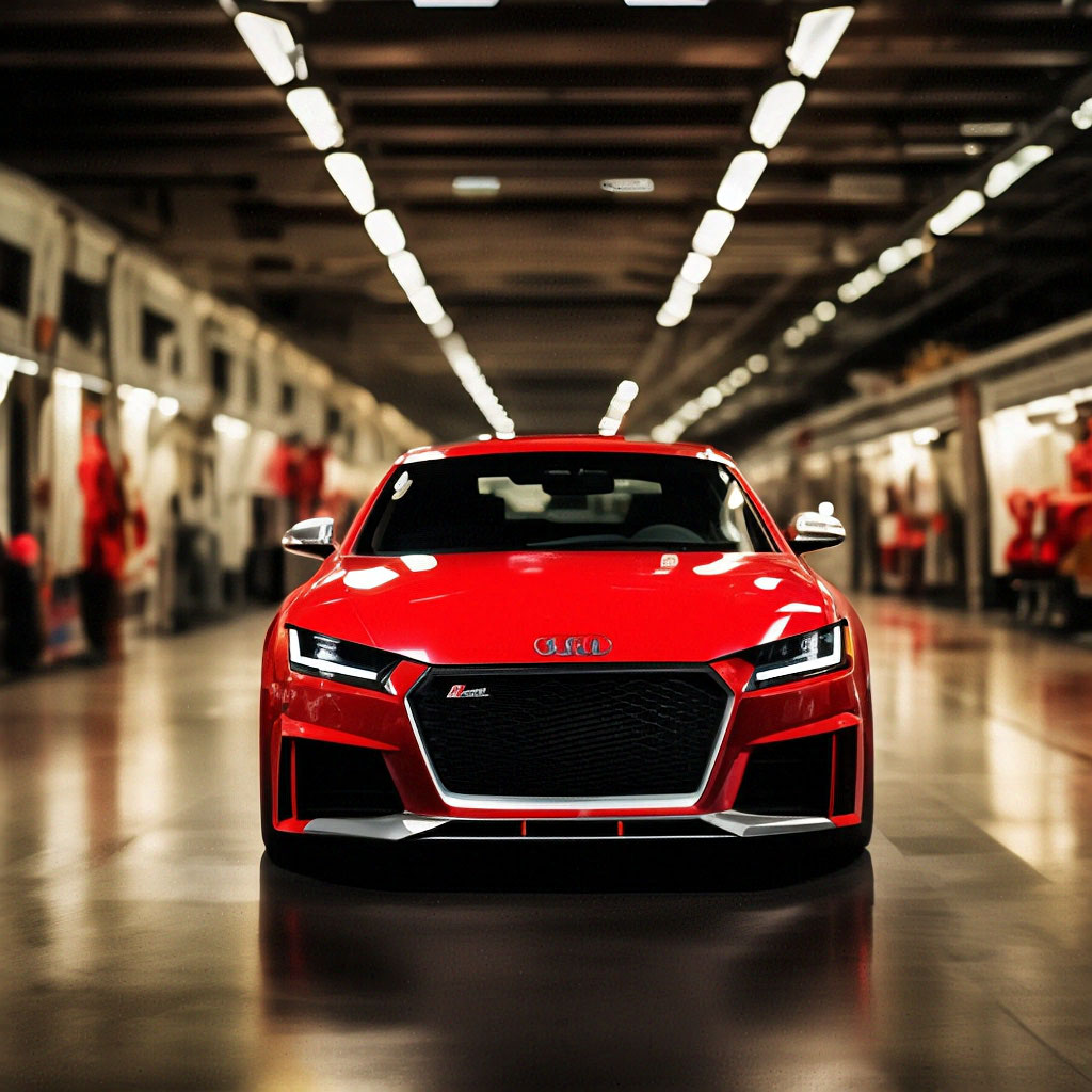 "Audi tt rs leaves the Audi factory" — image created in Shedevrum