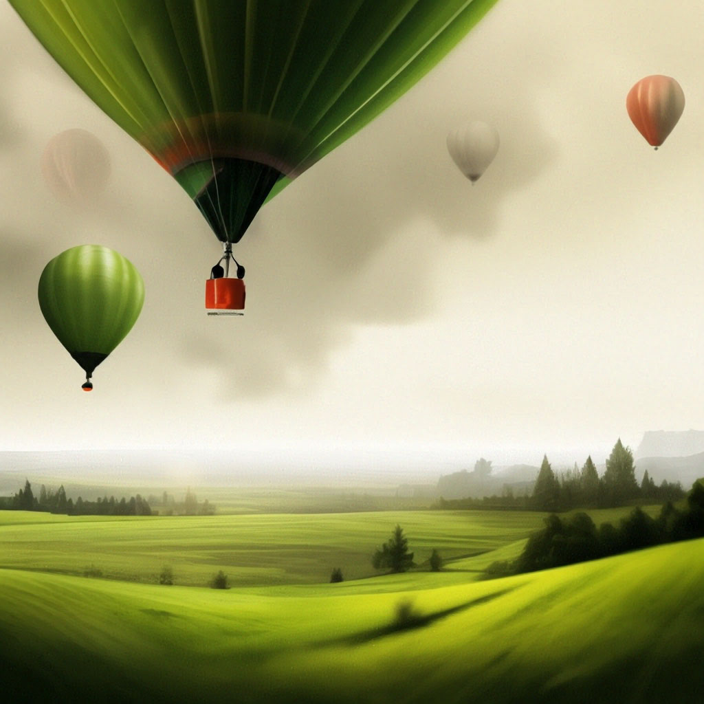 "Imagine colorful balloons in the sky hovering over green fields the ...