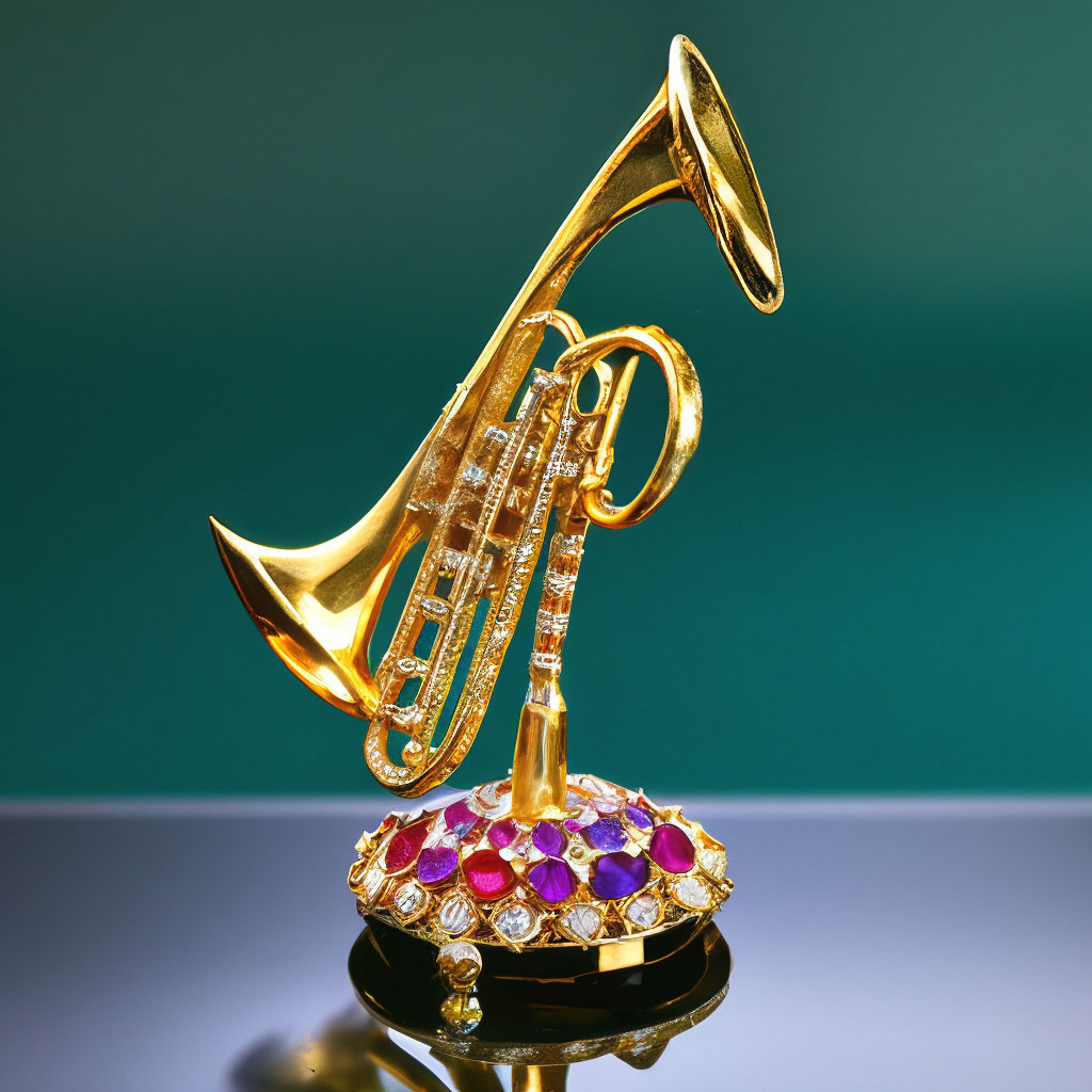 "Jewelry statuette on a stand in the form of a musical instrument ...