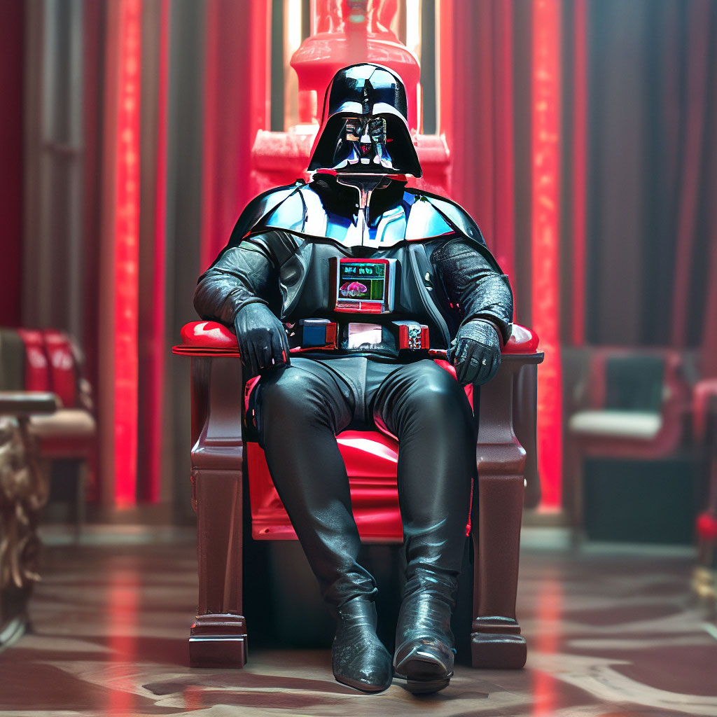 ". Darth Vader as The Godfather sitting in a chair, мрачно, световой ...