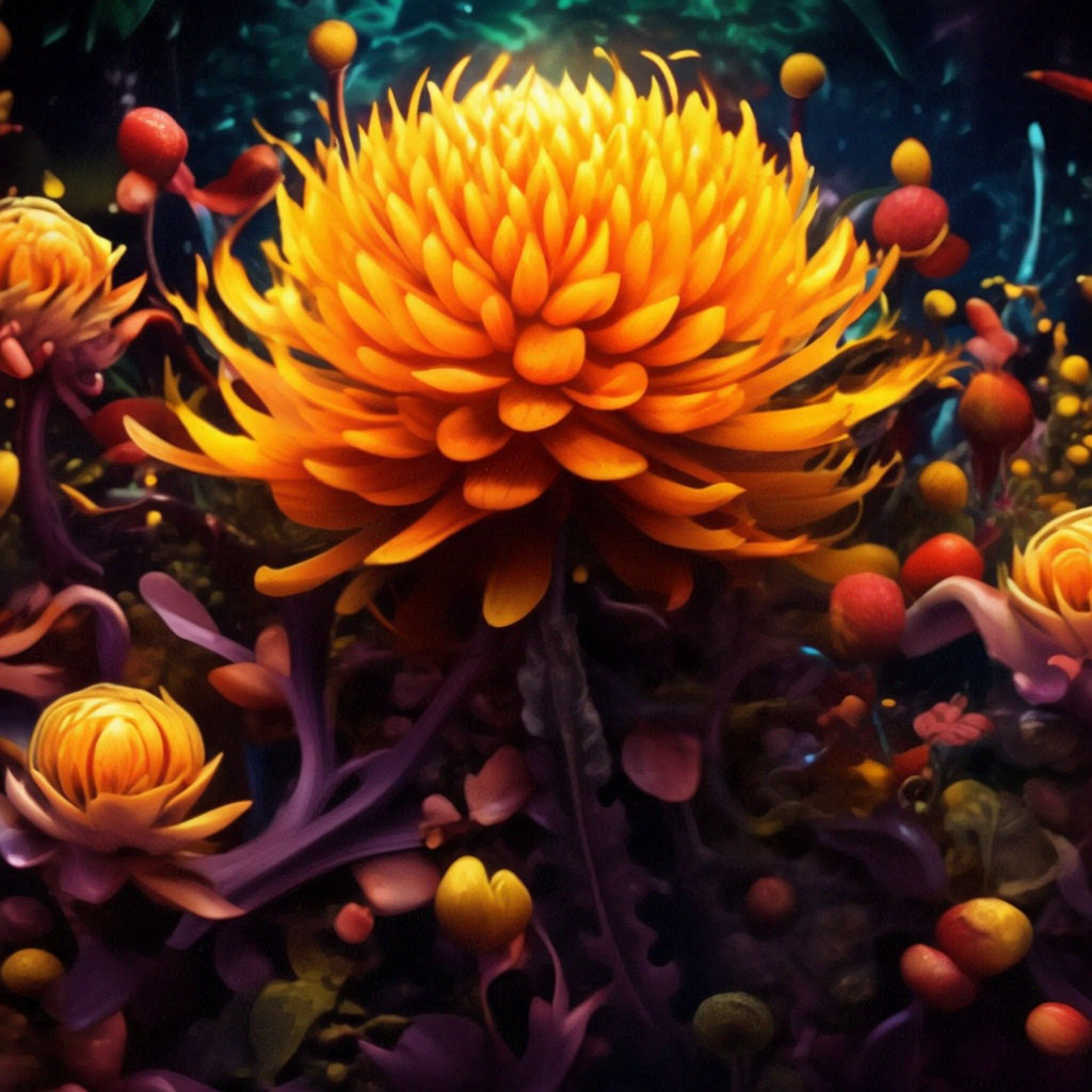"🌻@sonykpk♌🌻 A complex multi-layered illustration of an alien mimosa ...