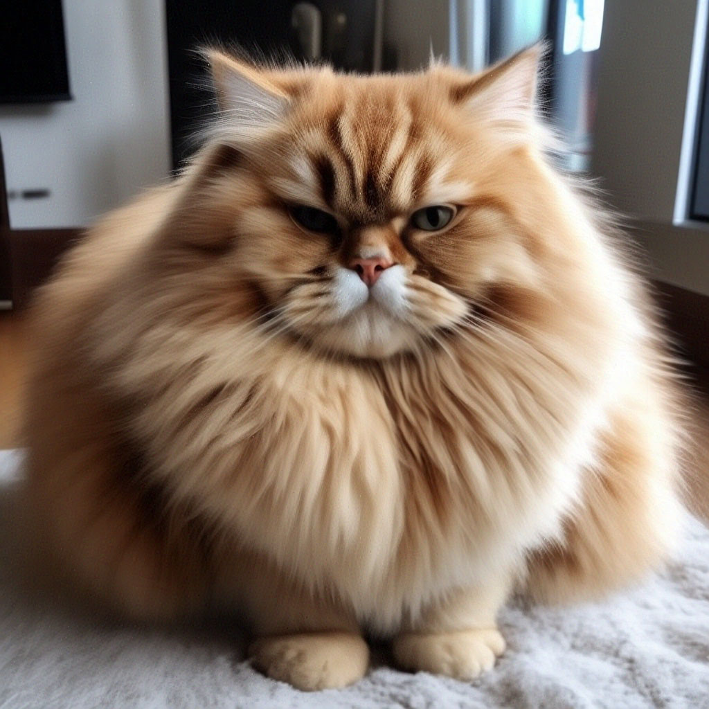 "A very very very fat and fluffy cat" — image created in Shedevrum