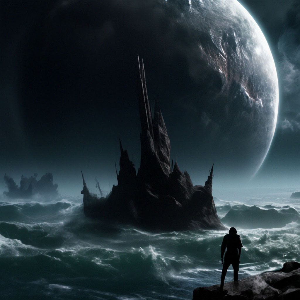 "Real cinematic Boris Vallejo Megatsunami, Black Moon" — image created ...