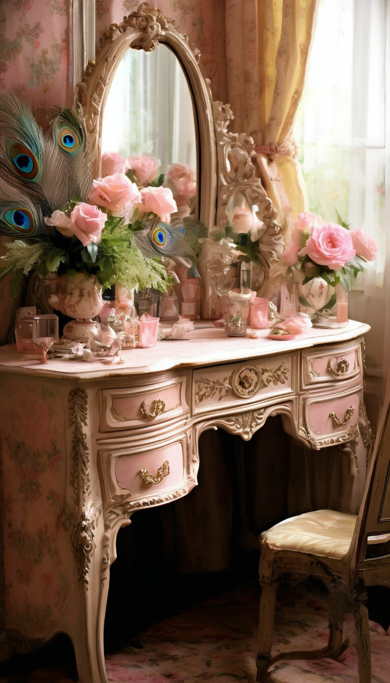 ". Dressing table, Rococo boudoir, …" — image created in Shedevrum