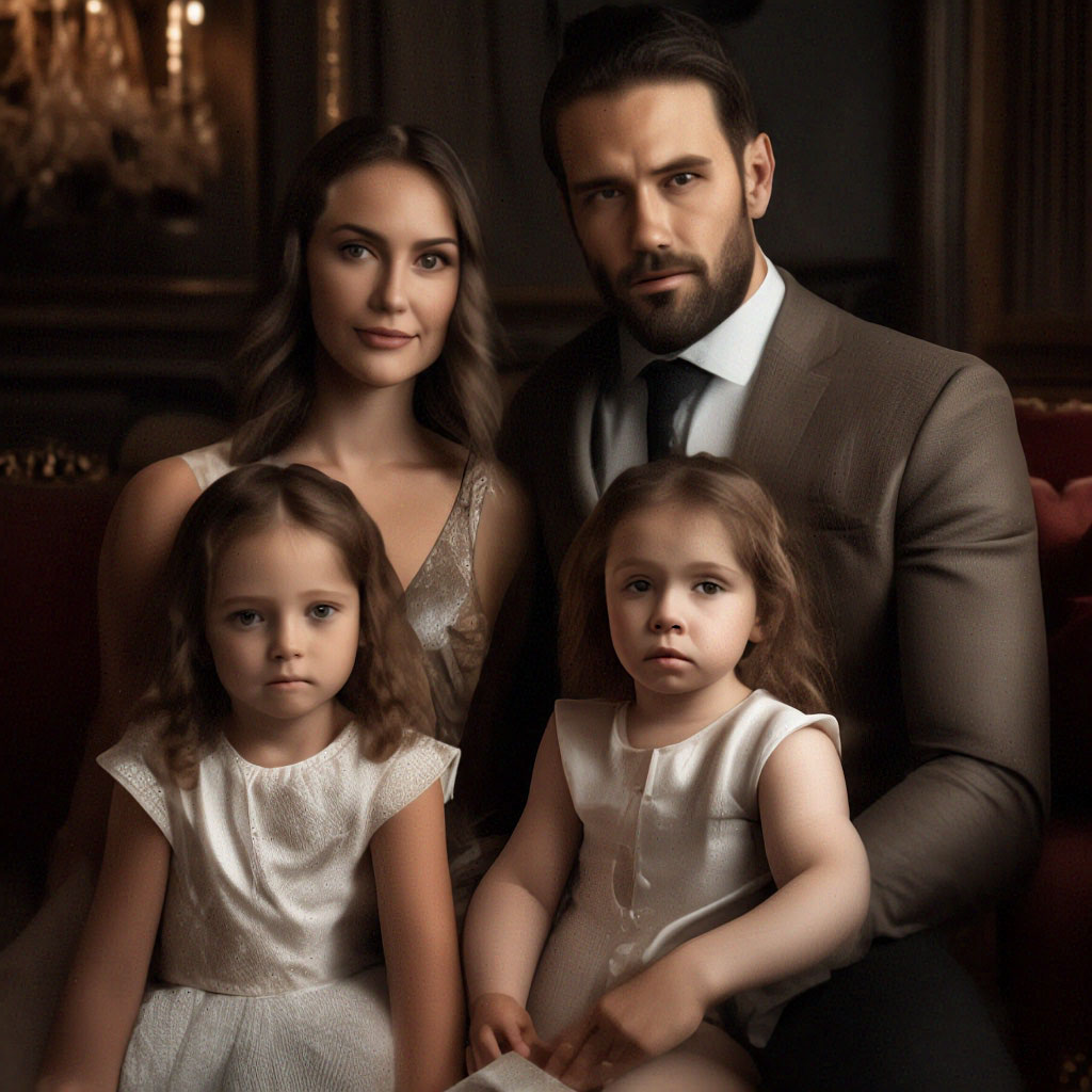 "Very rich family, beautiful, realistic, 4k, professional photo, f/2.8 ...