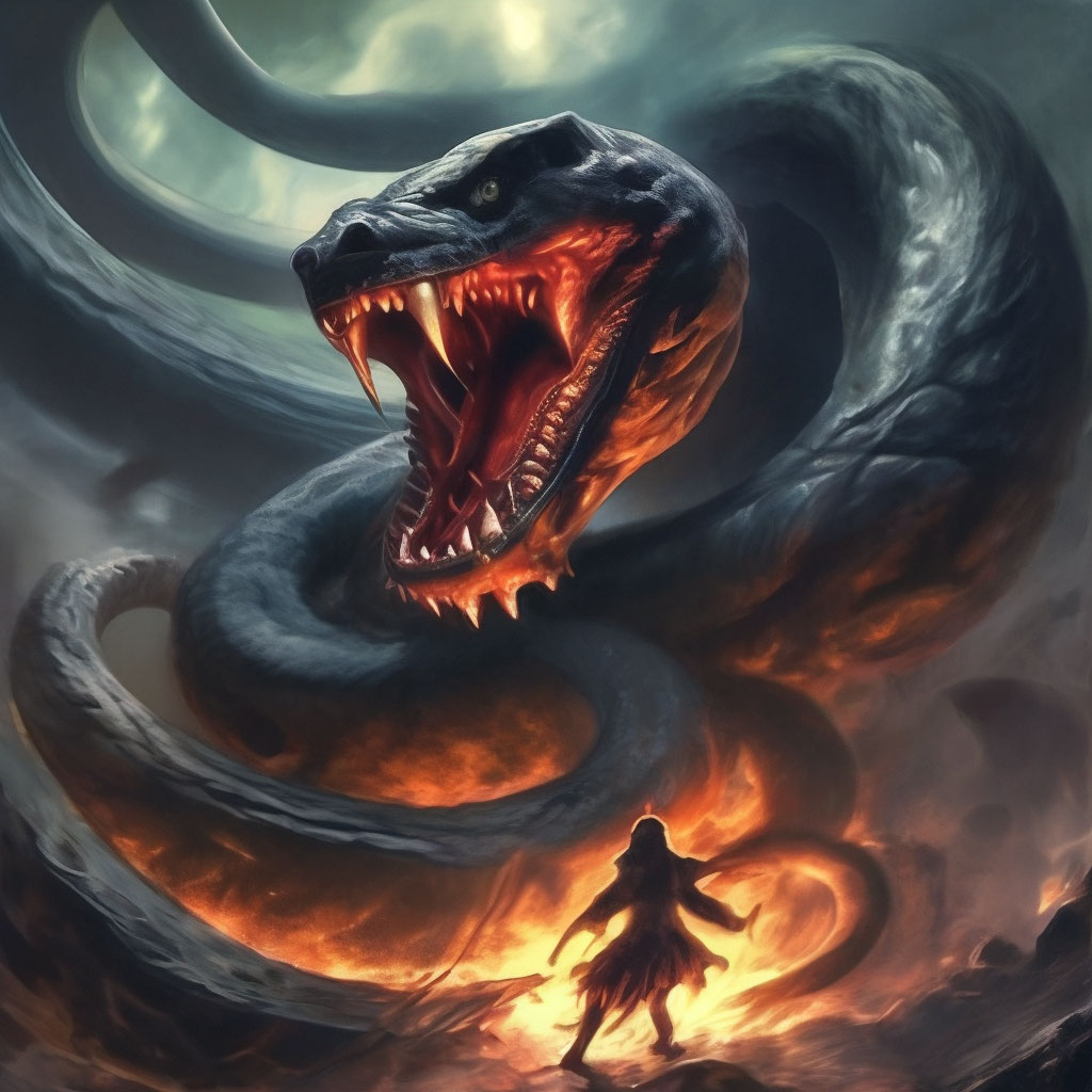 "Darkness and chaos, the appearance of a monstrous, monstrous snake ...