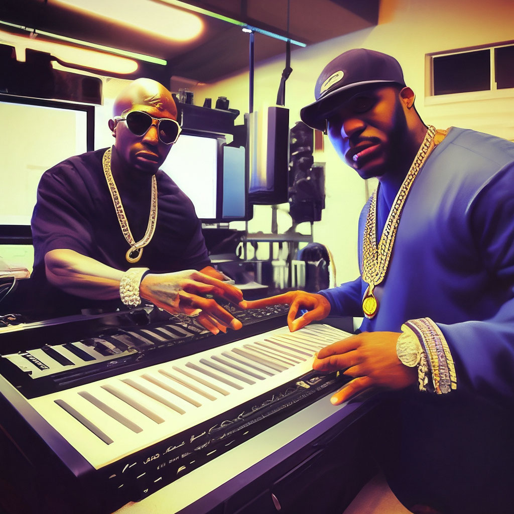 "2Pac & DrDre are recording a cool beat in the recording studio ...