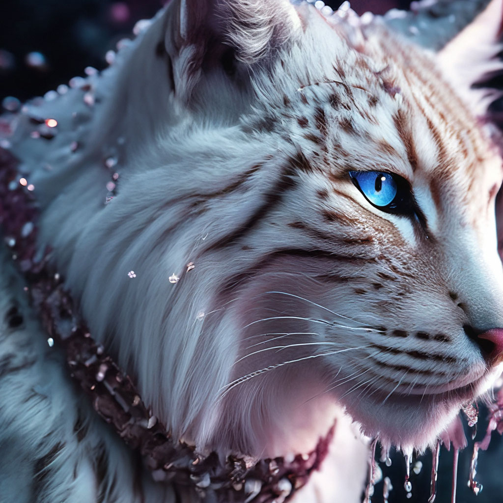 "Mature wildcat with heterochromia, torn ear, earring, horror, epic ...