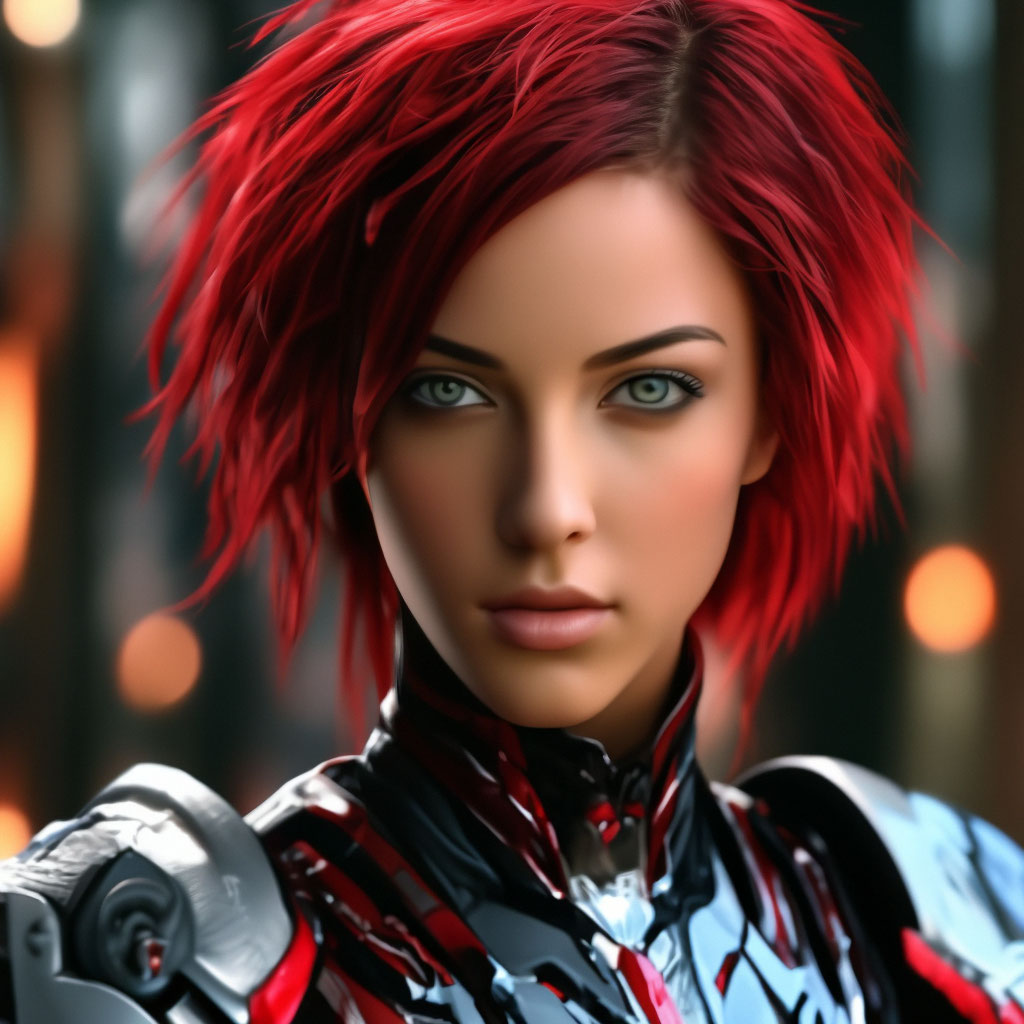 "Ruby Ati Girl-AMD tress fx, high resolution, high detail" — image created in Shedevrum