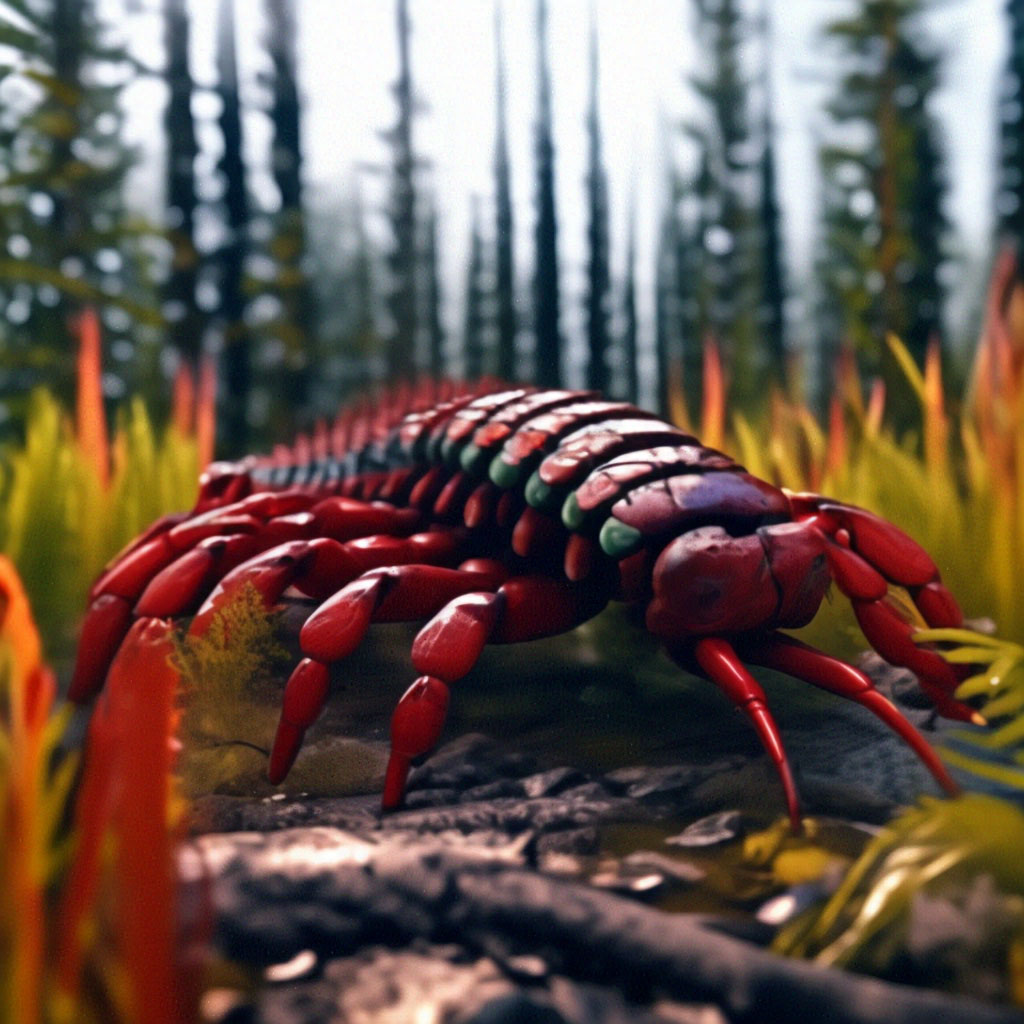 "A huge, two-meter centipede, among giant horsetails and lipidophytes ...