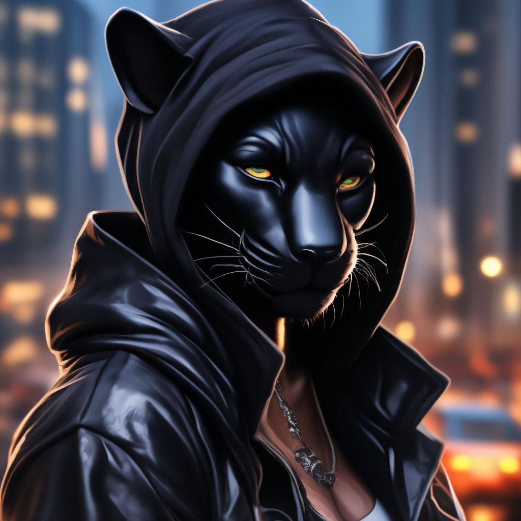 "Furry girl black panther rapper" — image created in Shedevrum