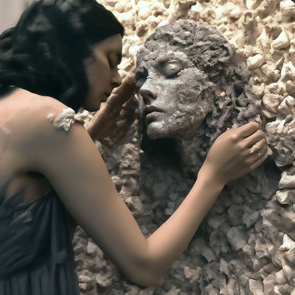 "🪄 the figure of a face from ashes crumbles at the touch of a woman ...