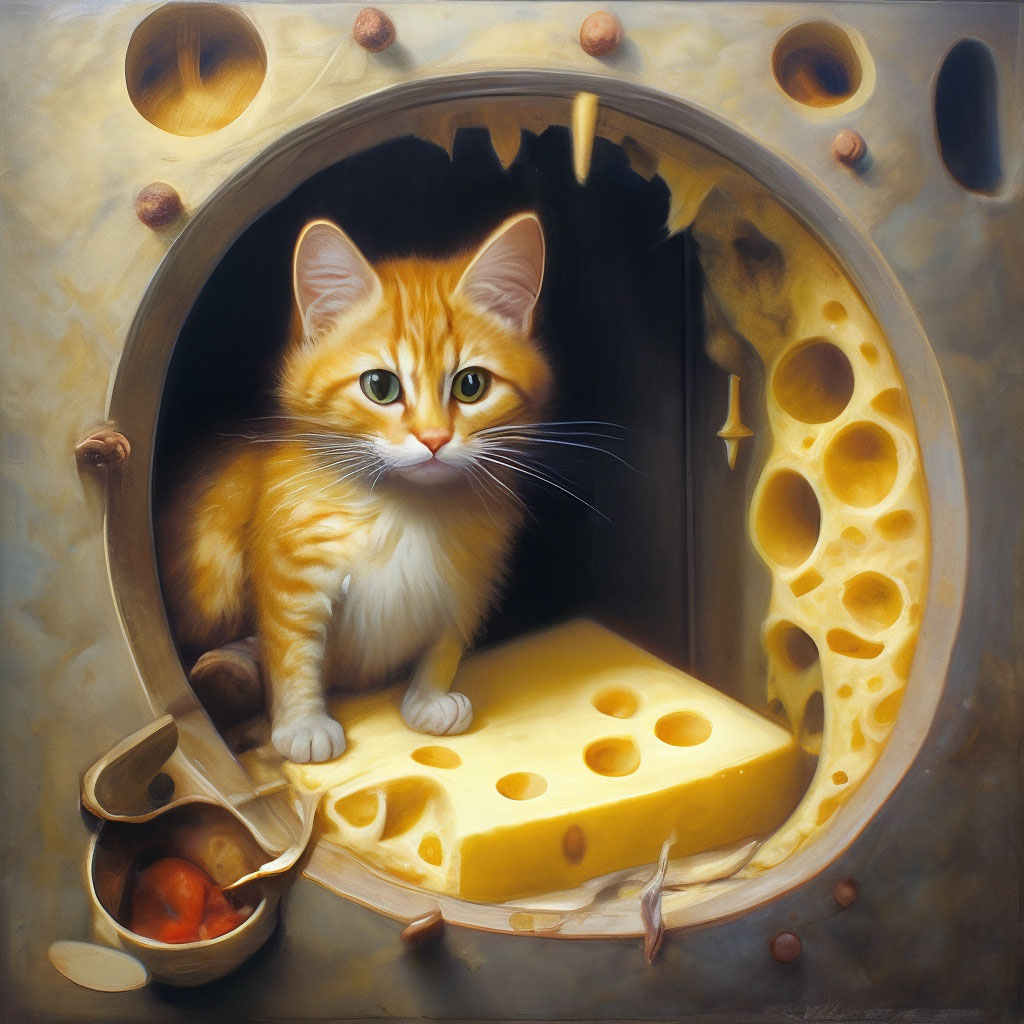 "The cat, on the contrary, looks with huge eye sockets at the ...