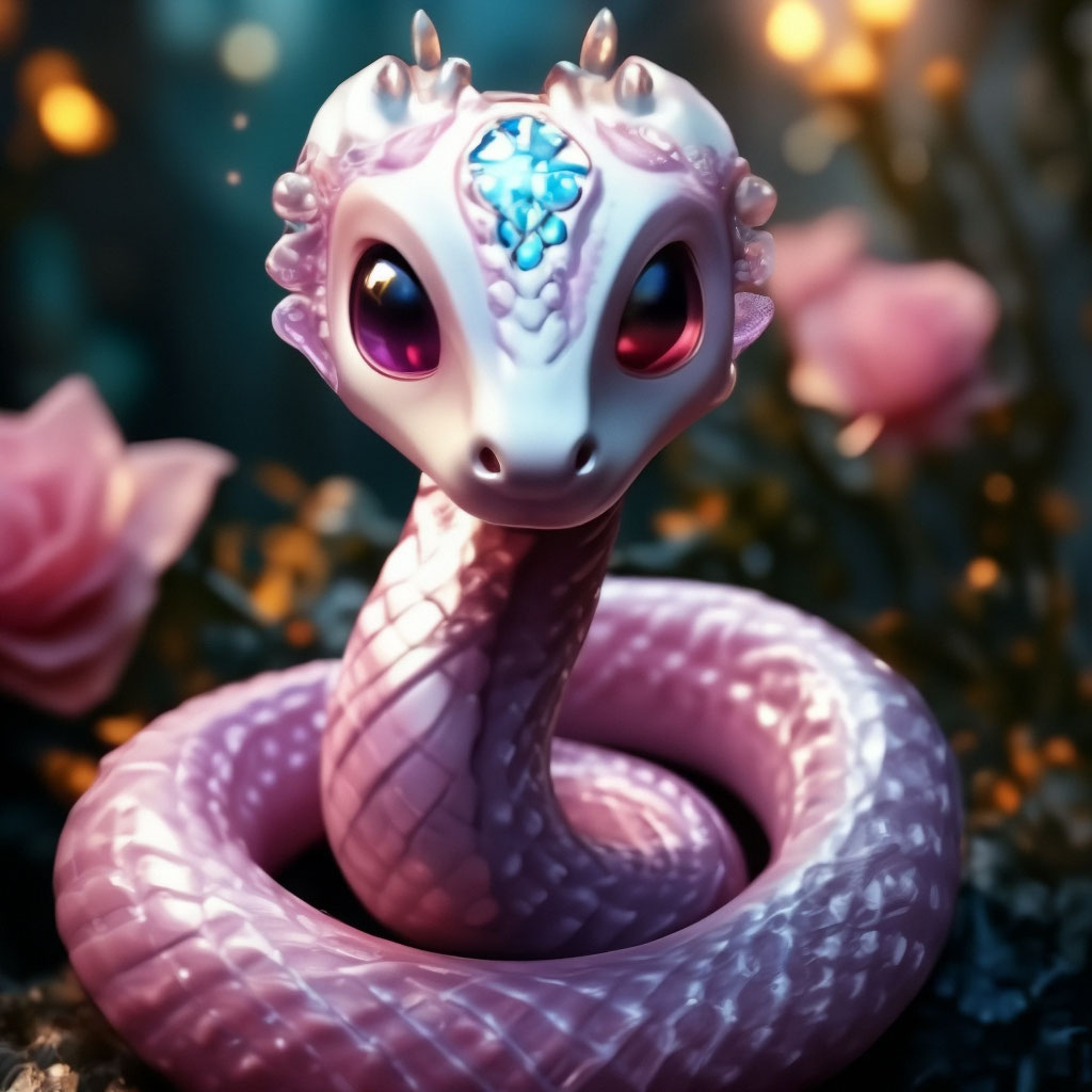 "Magical fairy snake cute pink and white with a floral pattern on the ...