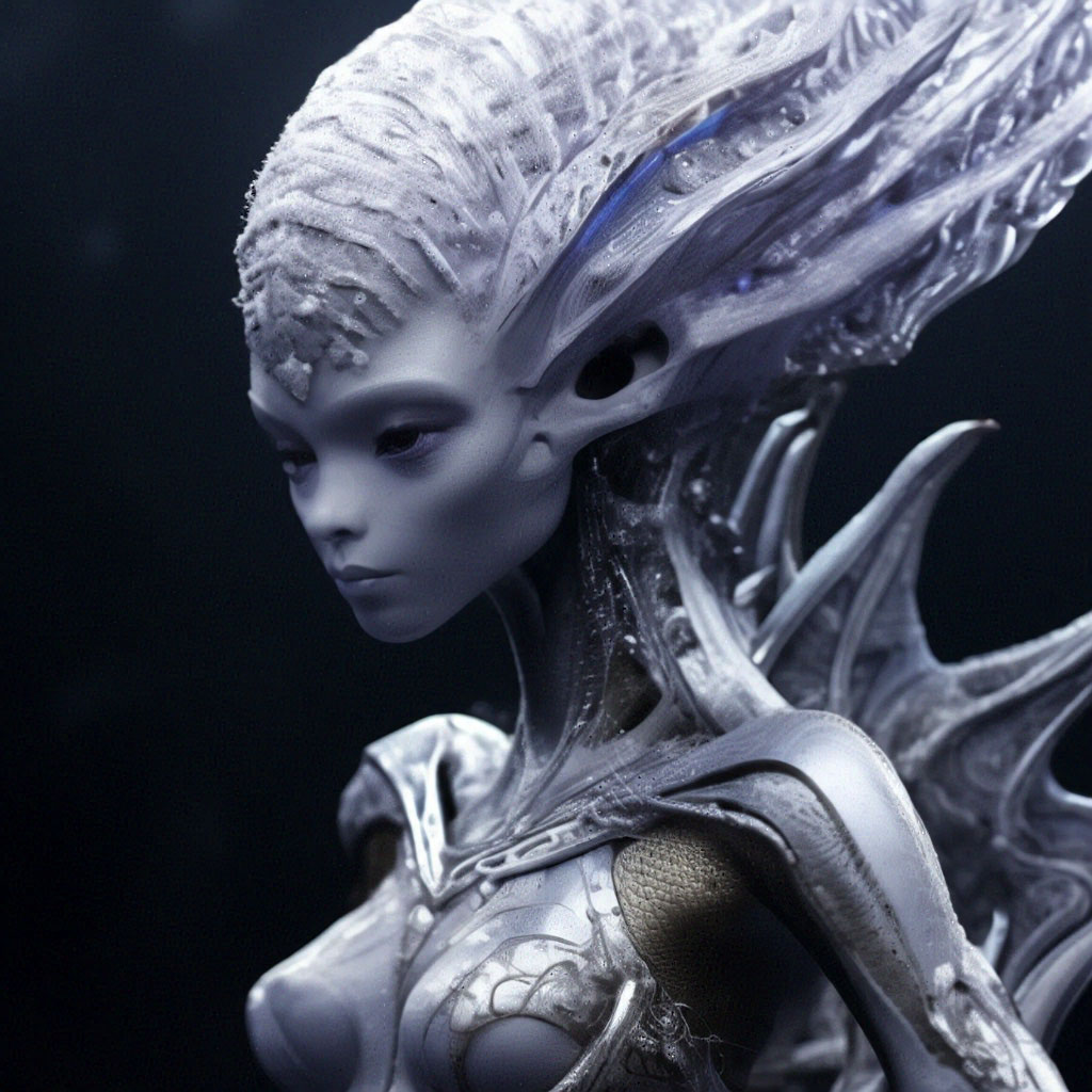 "A lush alien female alien entity in full growth in an expressive pose ...