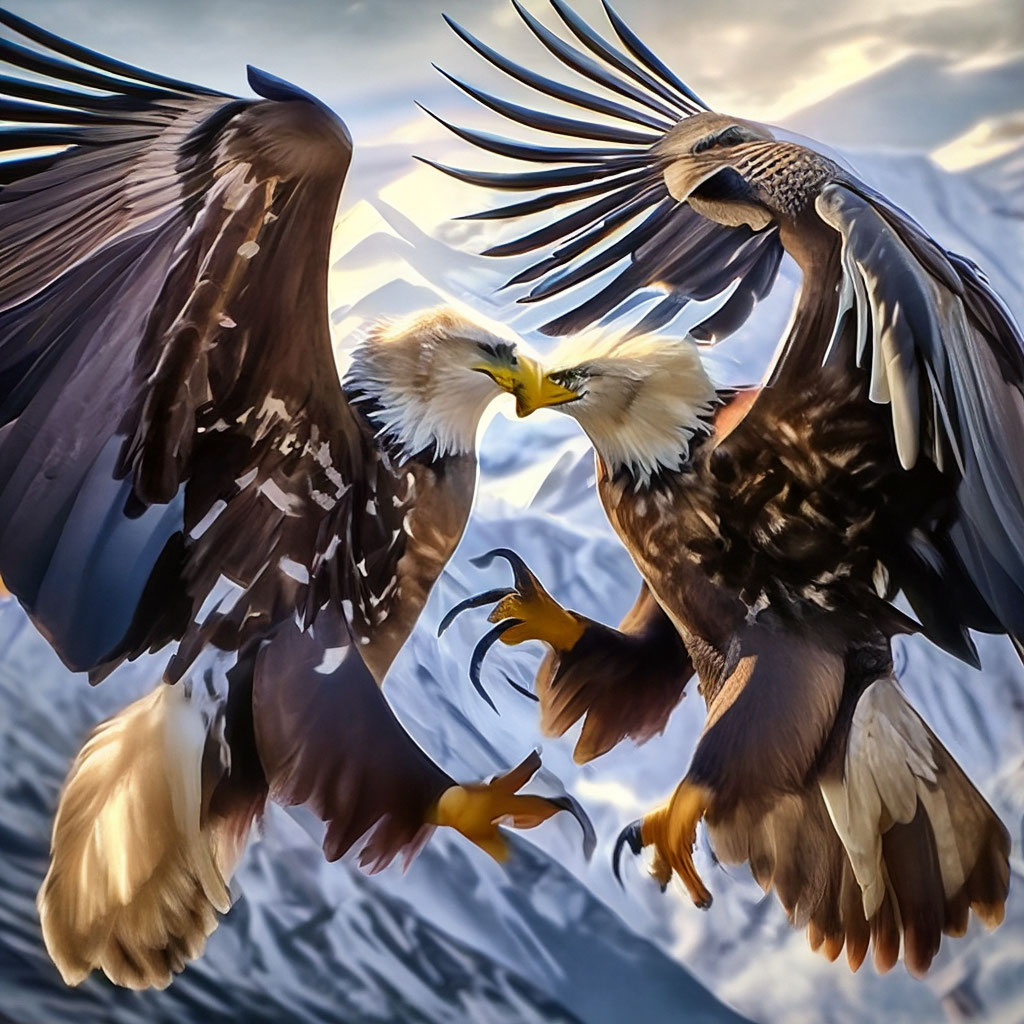 "Two eagles. They locked claws .rotate in flight .1024k,UHD.HDR. in ...