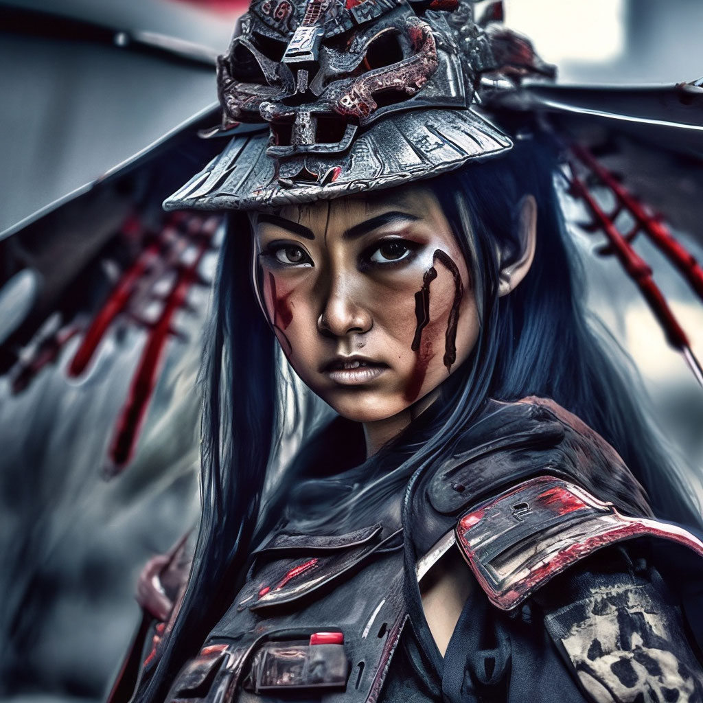 "Necromorphic samurai girl HDR picture darkness, darkness, horror ...