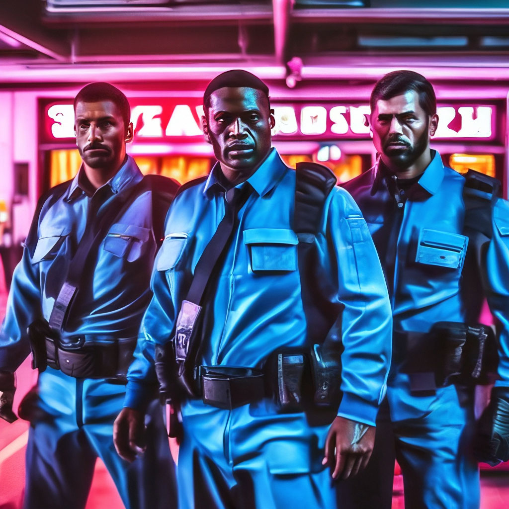 "Three antagonists in GTA 5 rob a bank and the police are waiting in ...