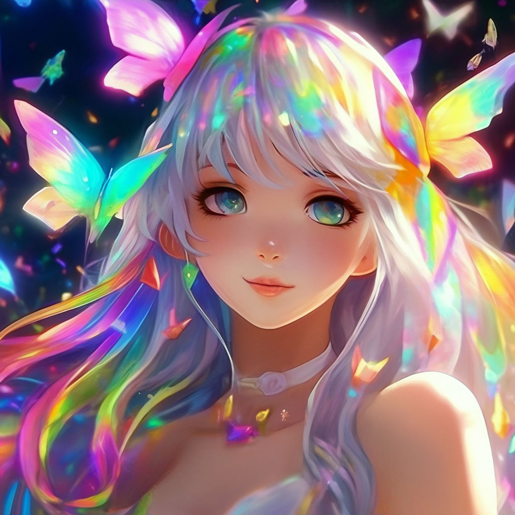 Two Anime Girls With Helmets And Rainbow Hair Are Standing, 53% OFF