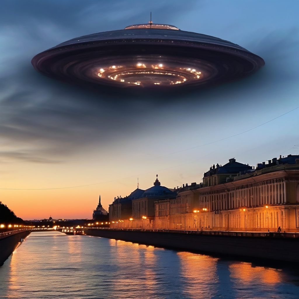 "Ufo hovered over the center of St. Petersburg" — image created in Shedevrum