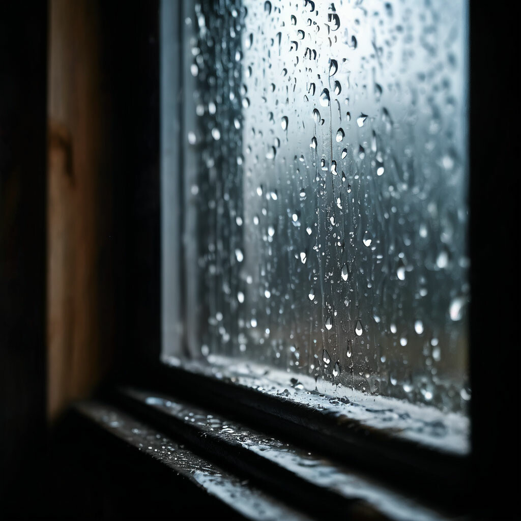"It's raining outside the window... …" — image created in Shedevrum