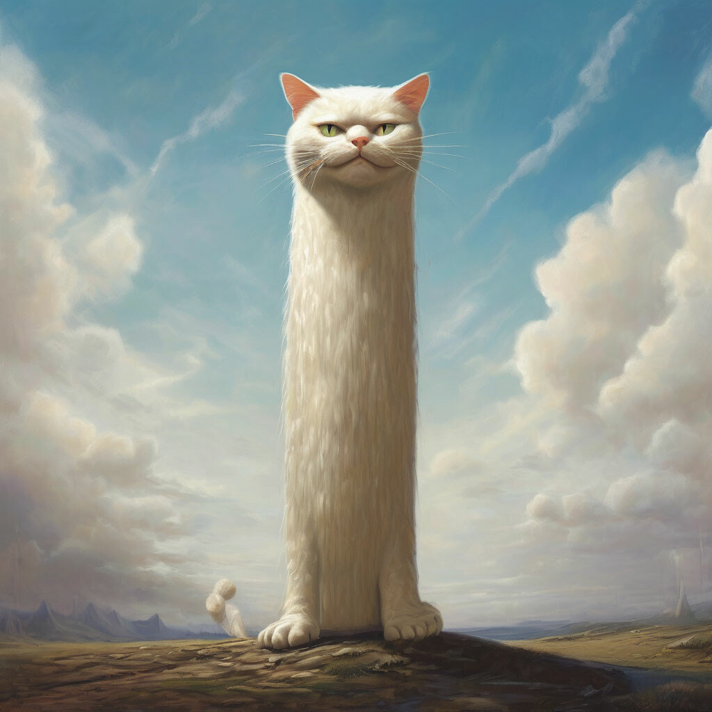 "The long cat" — image created in Shedevrum