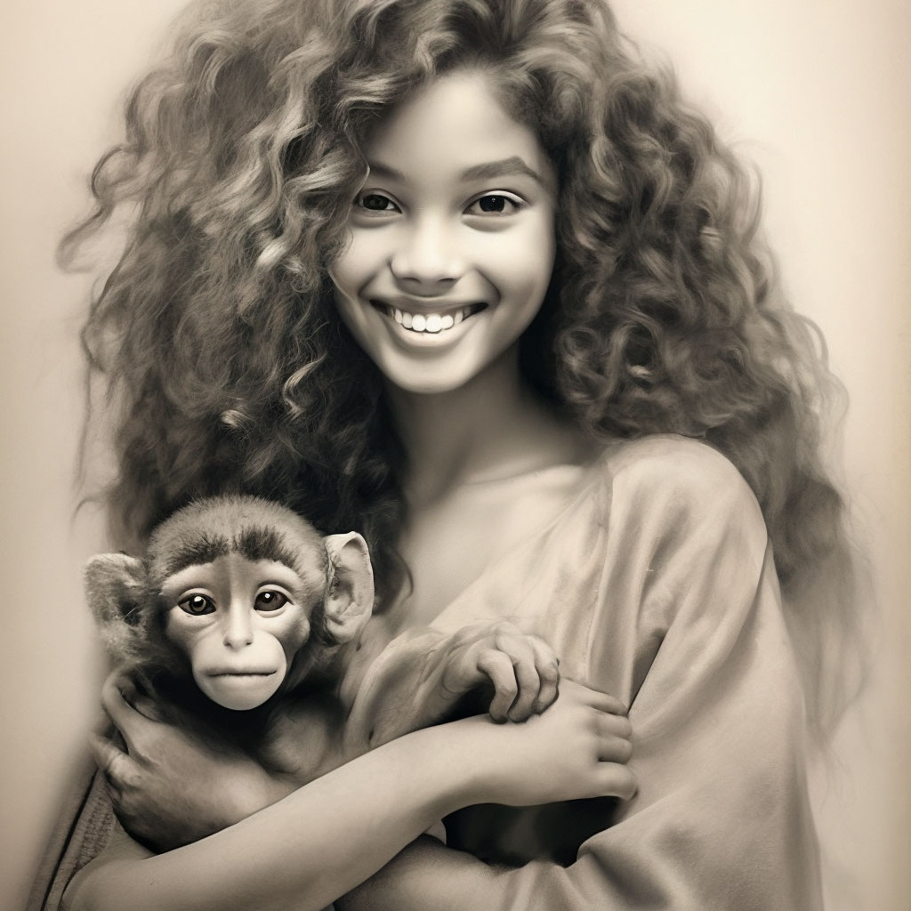 "Africa,beautiful girl with long curly hair, smile, dimples, holding a ...