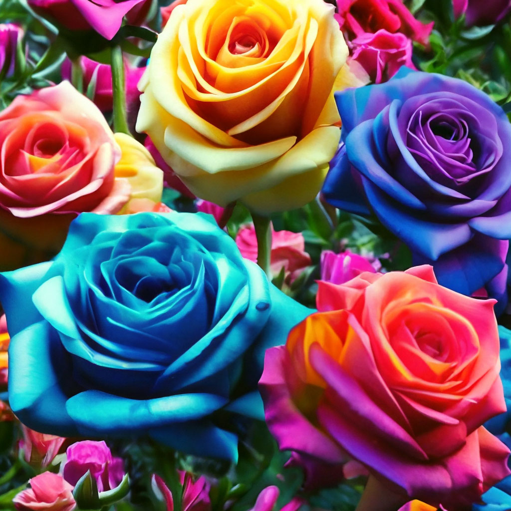 "A collage of many beautiful fluffy multicolored roses" — image created ...