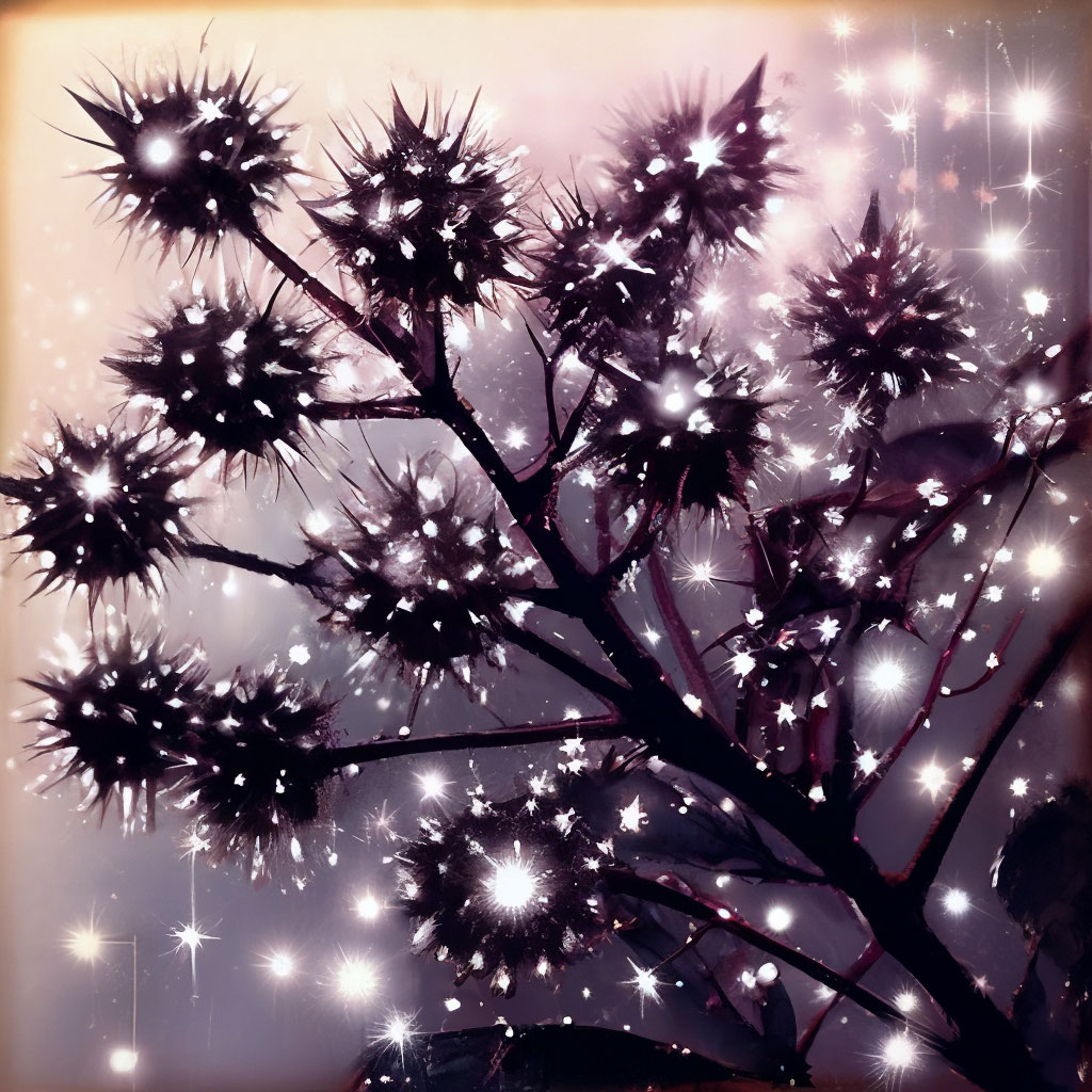 "Sparkling picture,sketch of an elegant black mountain ash bush,autumn ...