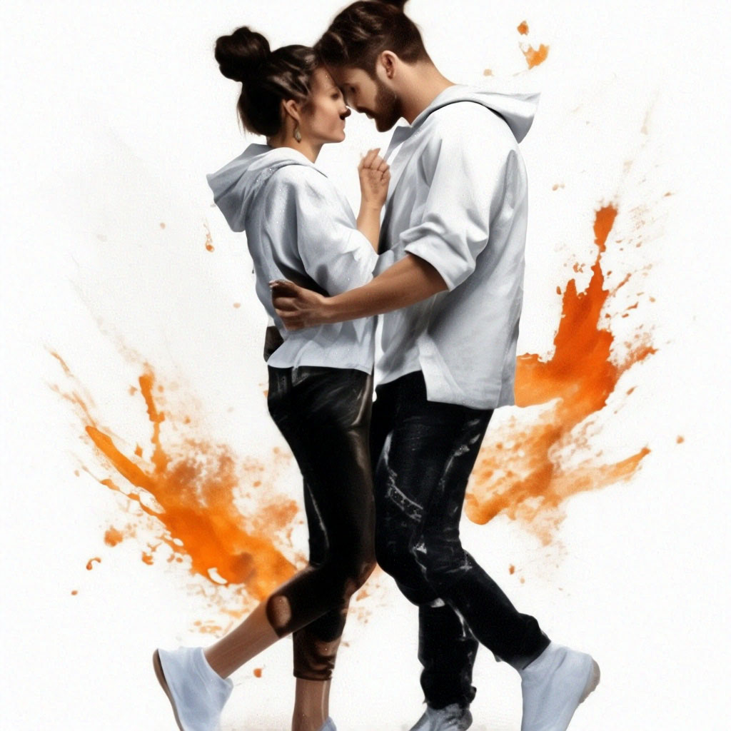 "⚔️ beautiful daring couple, passion dance, kiss, cute brunette, bun ...