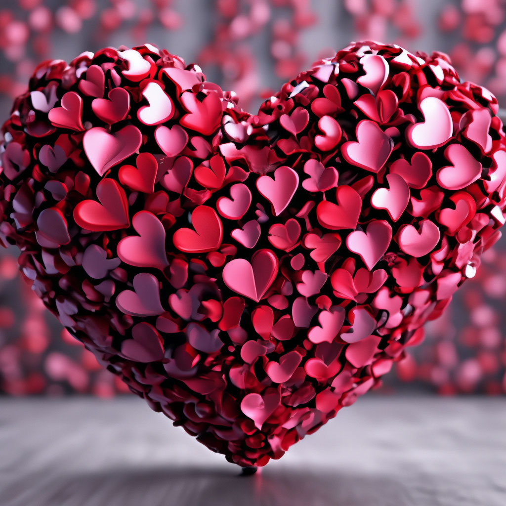 "A red heart made of pink hearts The finest rendering, digital graphics ...