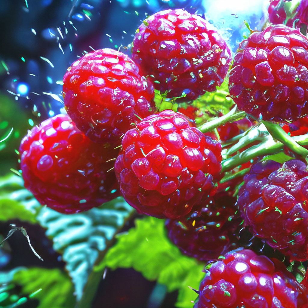 "Large raspberry bush double exposure,computer graphics, hyper ...