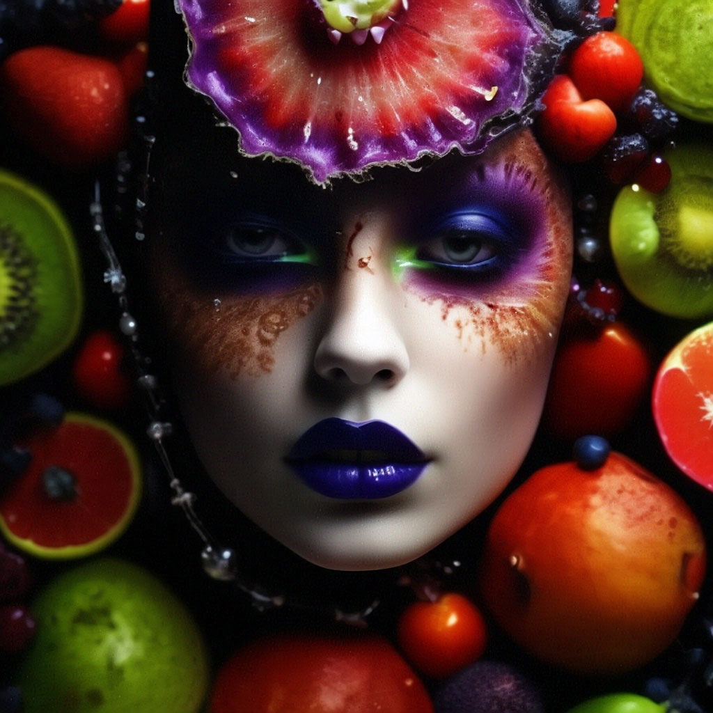 "Beauty in a kaleidoscope of exotic fruits, lots of details ...