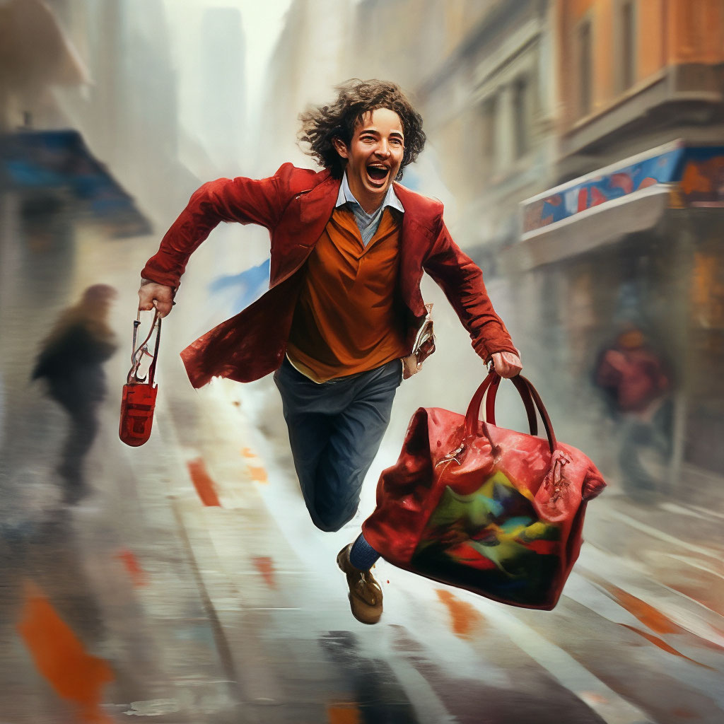 "Running around like a fool with a written bag" — image created in ...