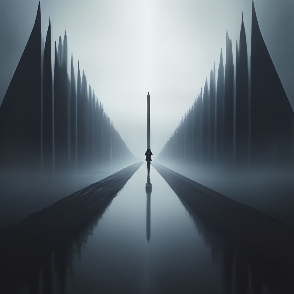 "Two lines diverge from a point at a small angle and go into an ...