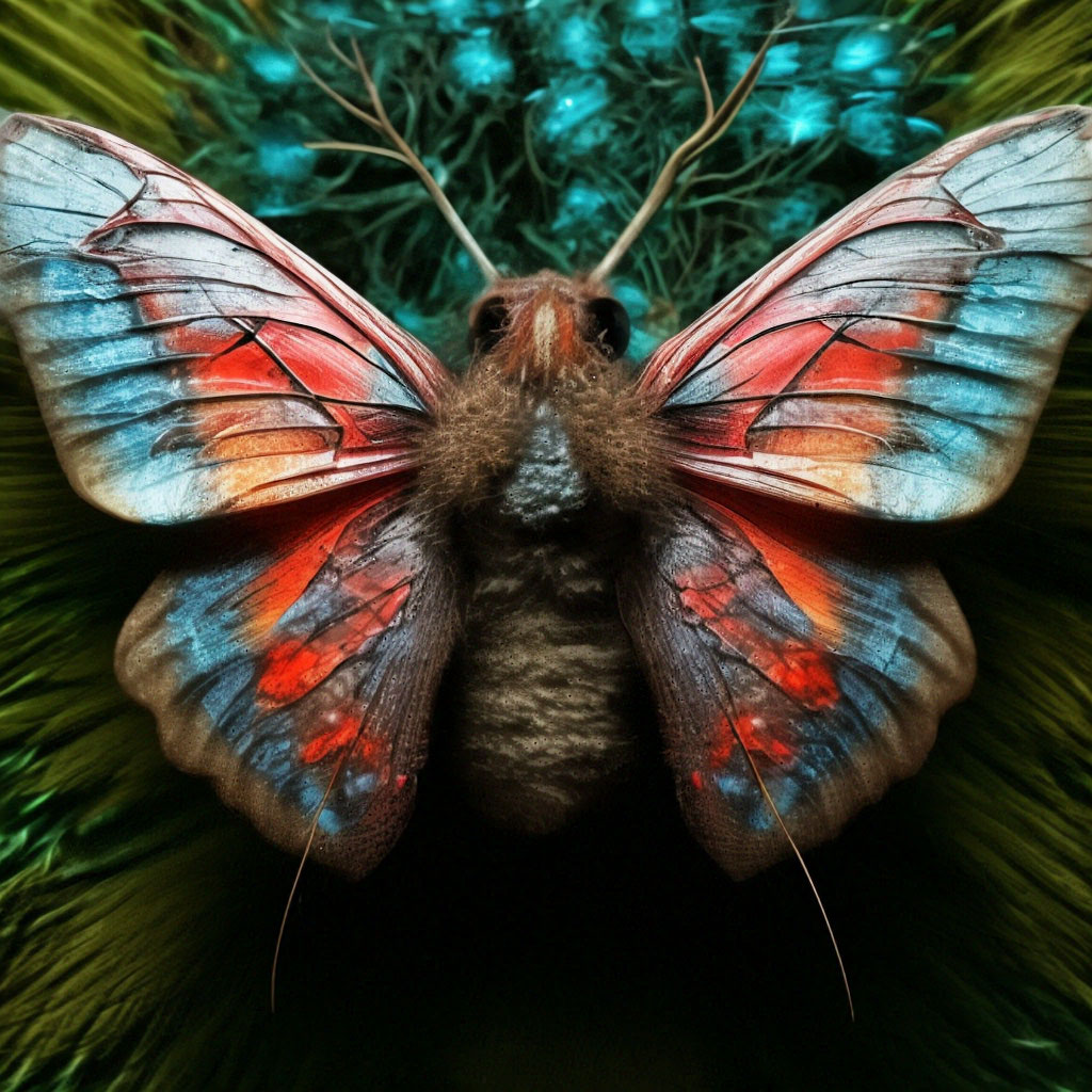 "🖤 a hybrid symbiosis of the hawk moth and capybara, made of fractal ...