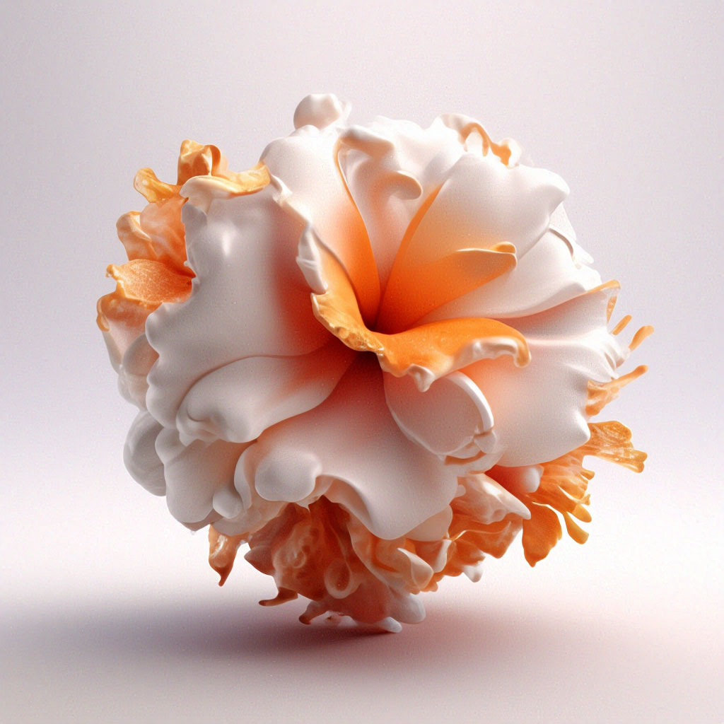 "Color melting sculpture, integral, buds flowers, march, fractal 1/128 ...