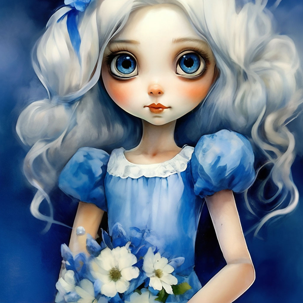 "💐 The girl is a doll, funny, funny, big-eyed, cheerful, with white ...